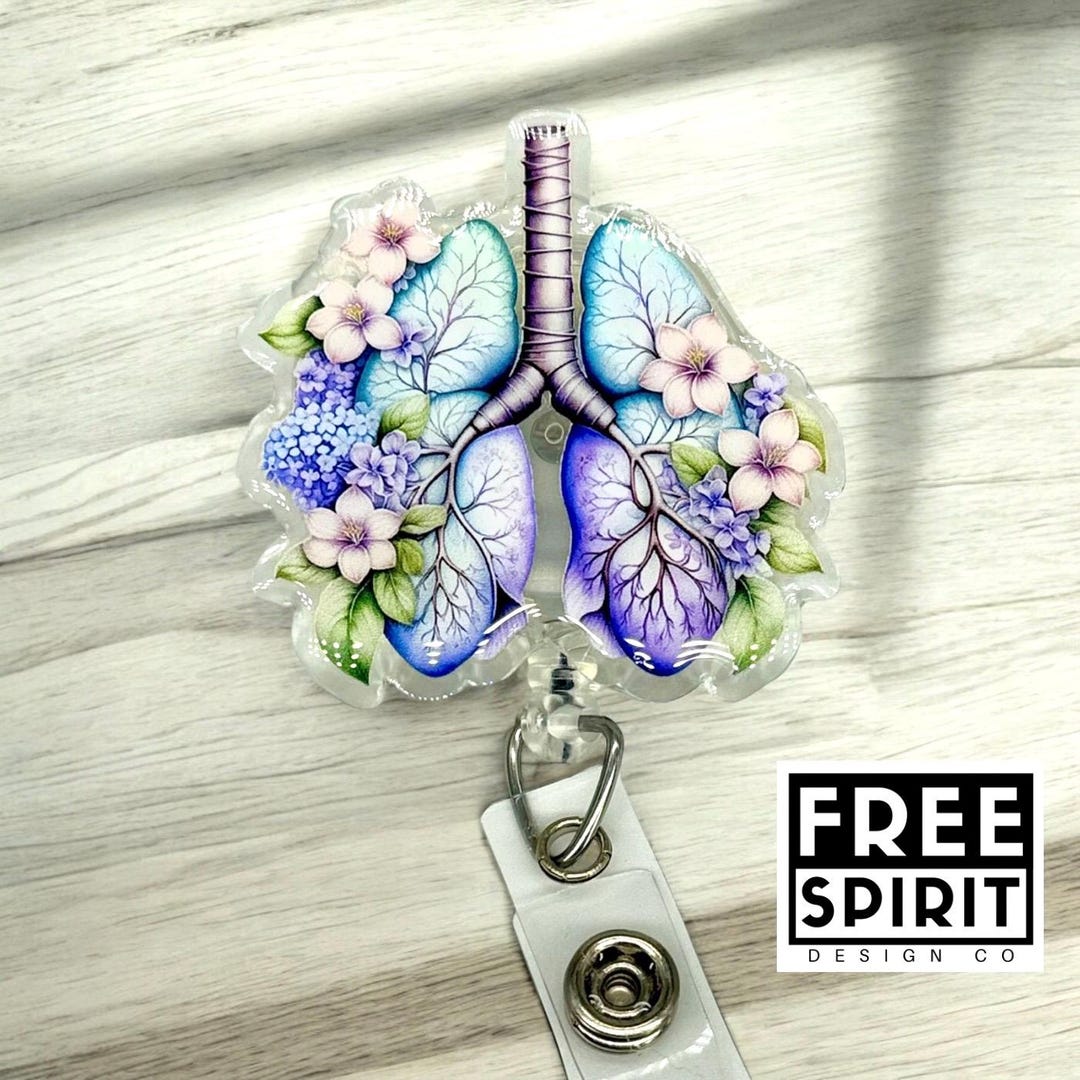 Floral Lungs - Badge Reel | Gift | Nurse | Healthcare | Be Kind ...