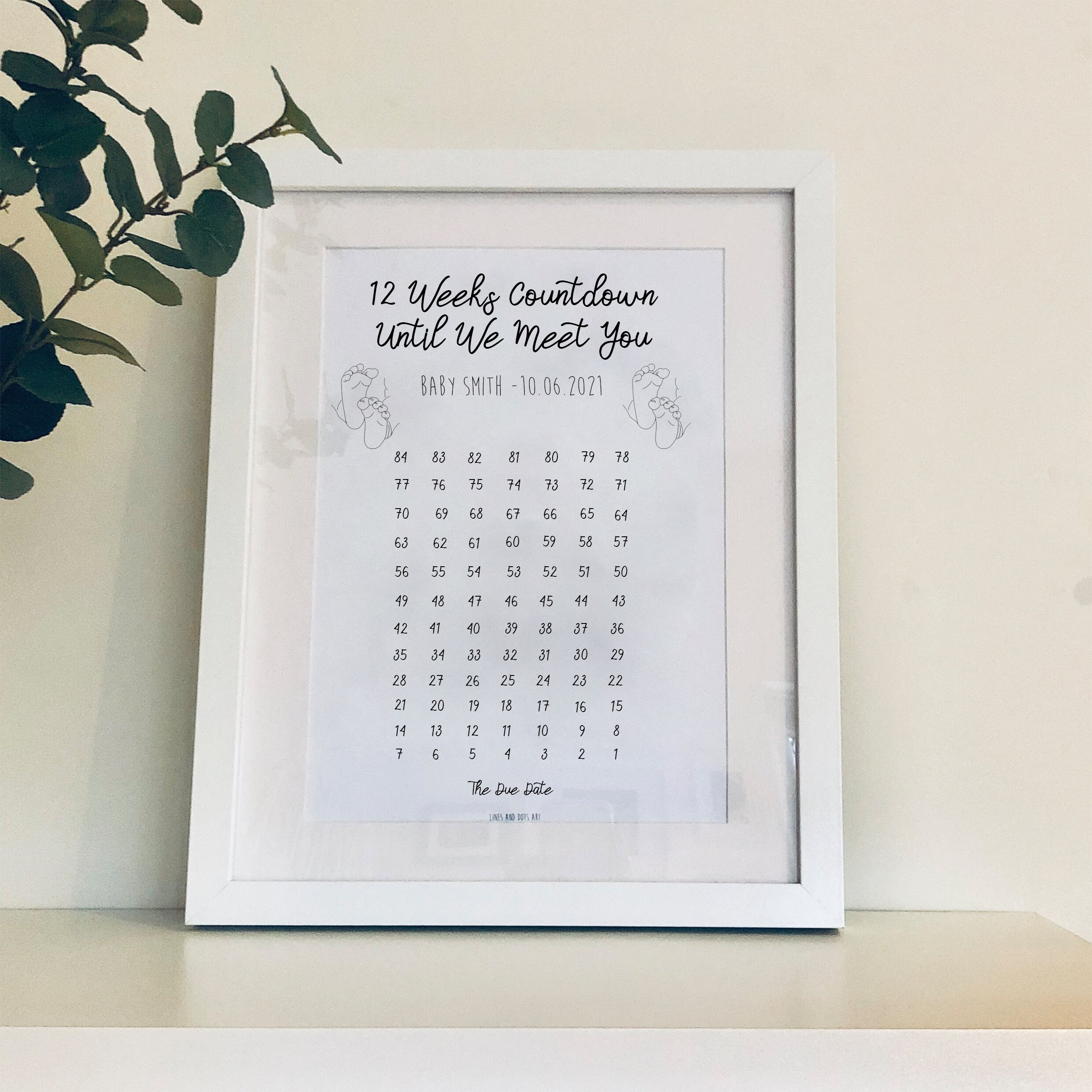 12 Weeks Countdown Baby Due Date New Arrival New Baby Gift - Etsy UK