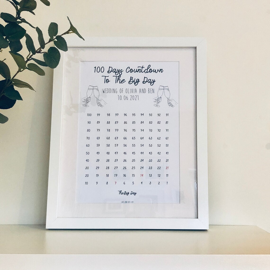 100 Days Countdown Big Day Wedding Day Birthday Event Miss | Etsy