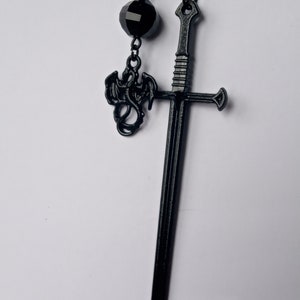 Black Sword Bookmark With Dragon and Crystal. Unique Gift for People ...