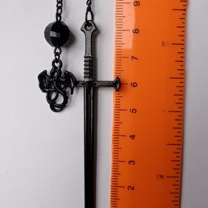 Black Sword Bookmark With Dragon and Crystal. Unique Gift for People ...