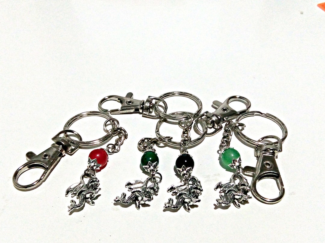 Keychain Keyring Silver Welsh Dragon With Gemstones to Choose - Etsy UK