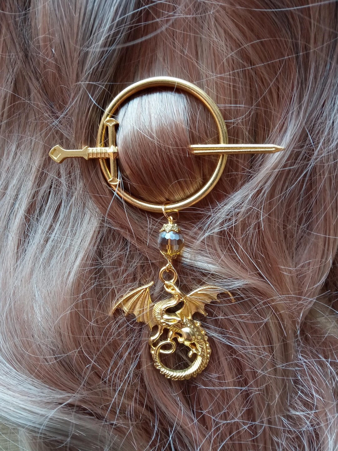 Antique Gold Long Sword Hair Pin With Charms to Choose From. Unique ...