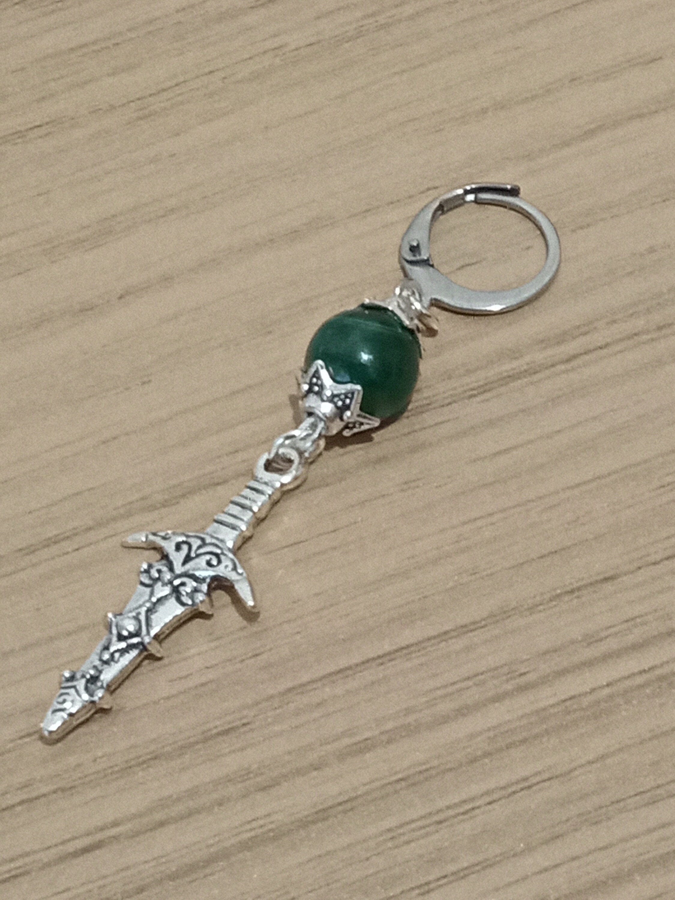 Silver Dagger & Natural Malachite Single Earring or Pair - Etsy UK