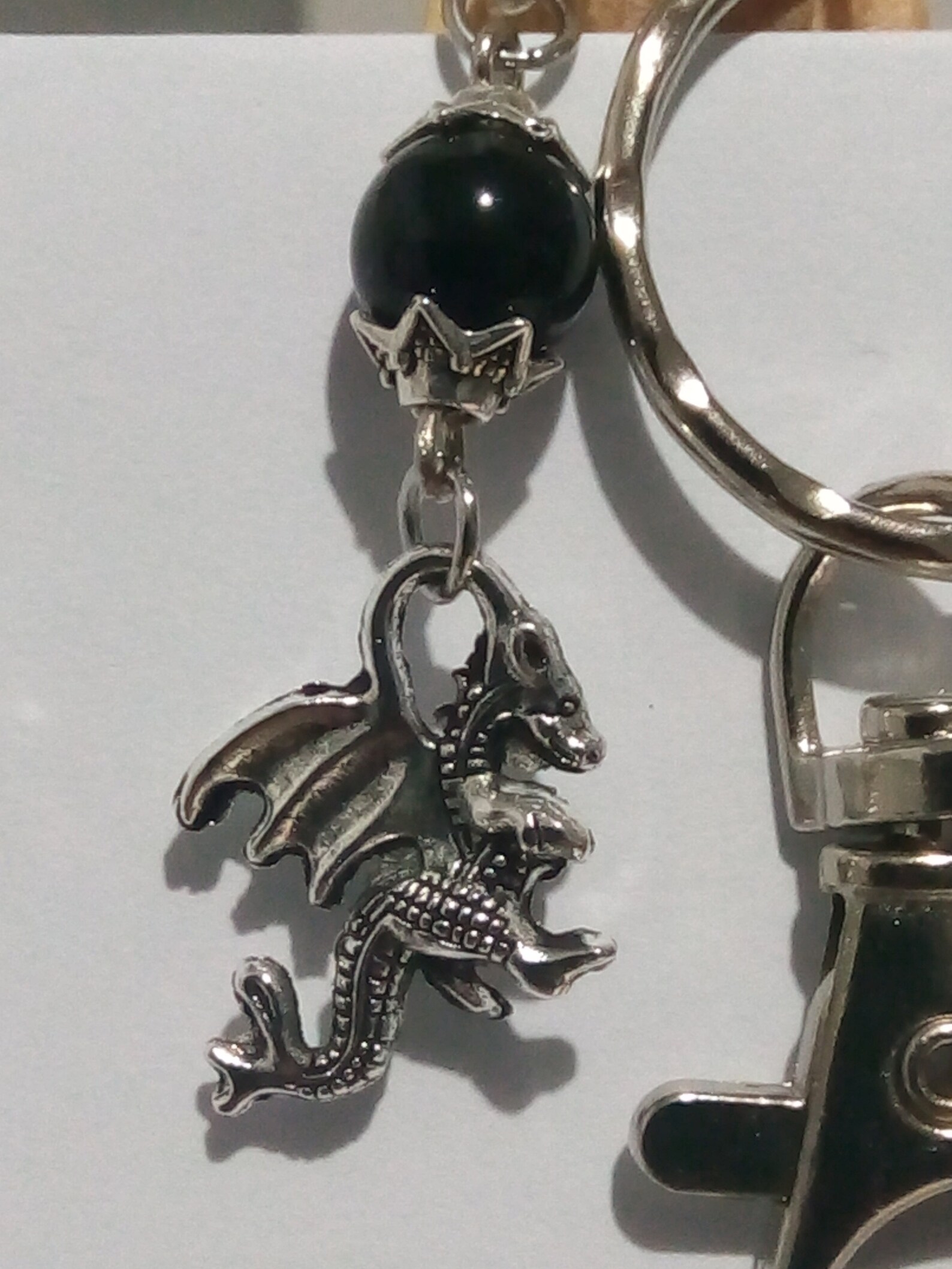 Keychain Keyring Silver Welsh Dragon with Gemstones to choose | Etsy