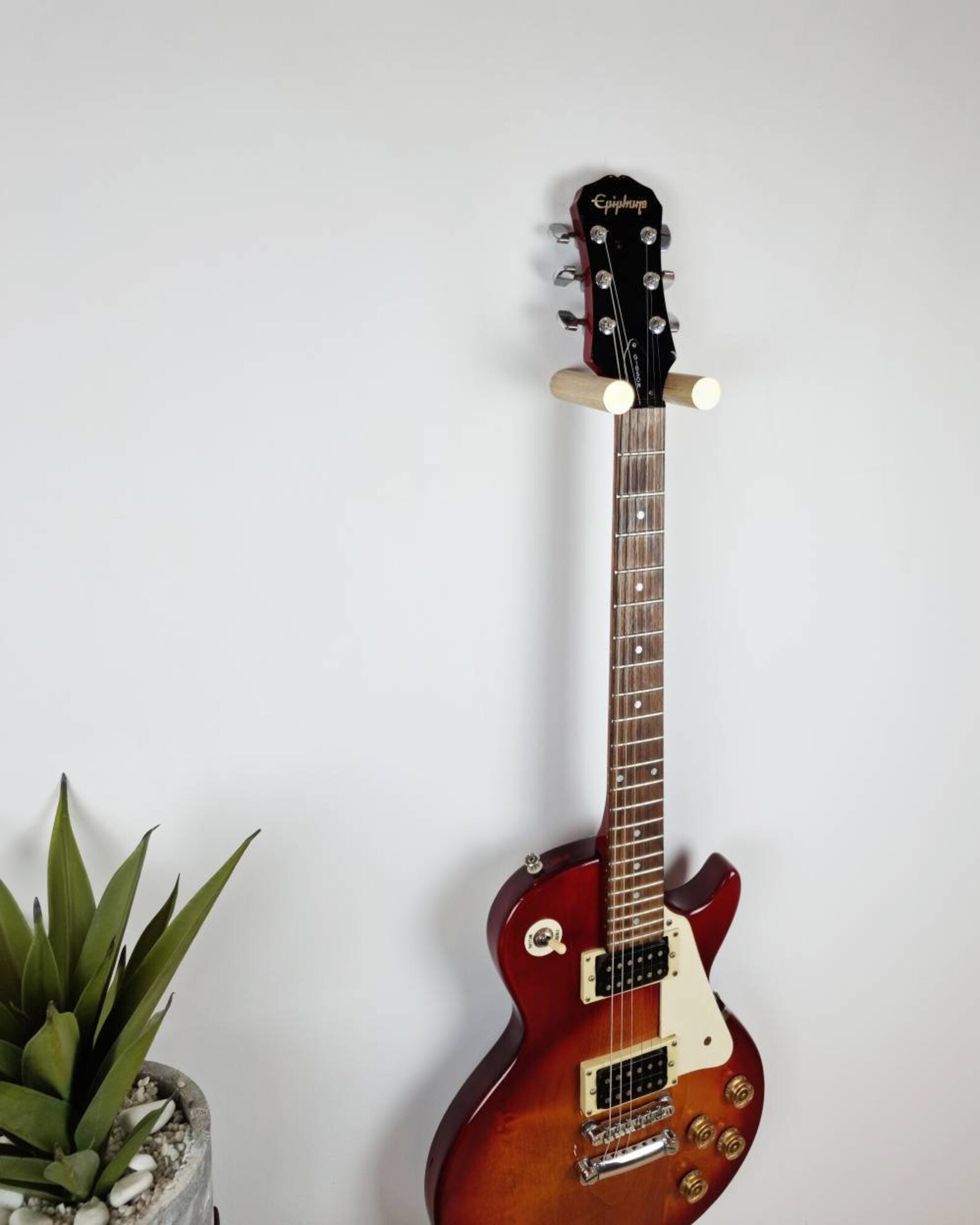 Oak & Brass Floating Guitar Holder Wall Mount / Minimalist Simple ...