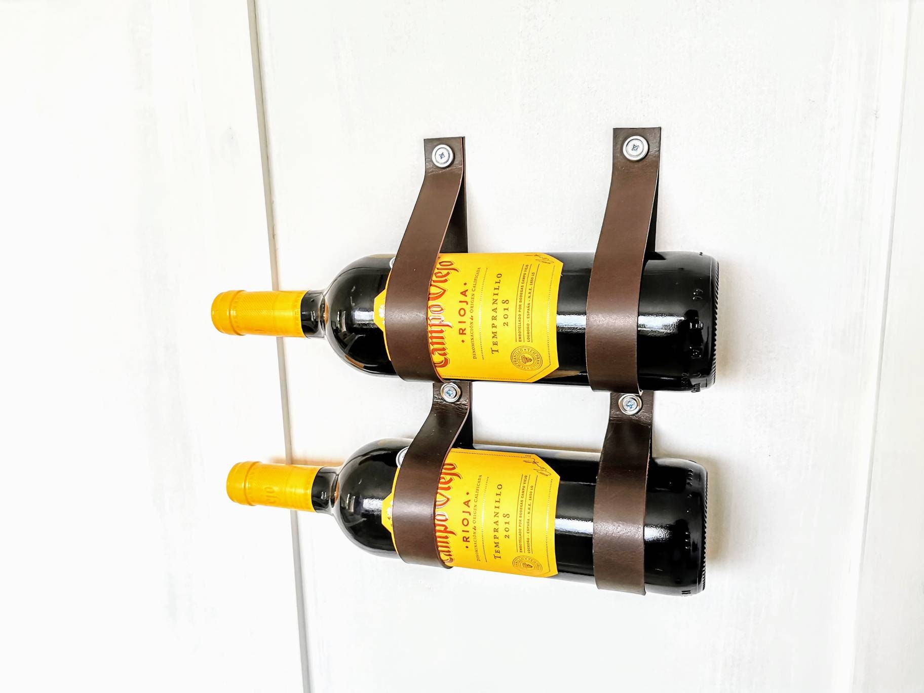 Leather Strap Wine Rack. One bottle set. | Etsy