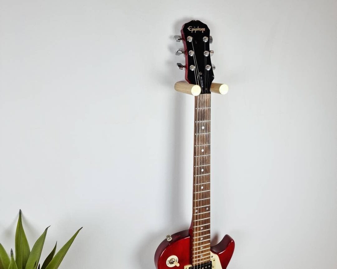 Oak & Brass Floating Guitar Holder Wall Mount / Minimalist Simple ...