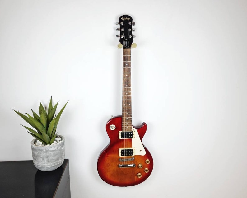 Oak & Brass Floating Guitar Holder Wall Mount / Minimalist Simple ...