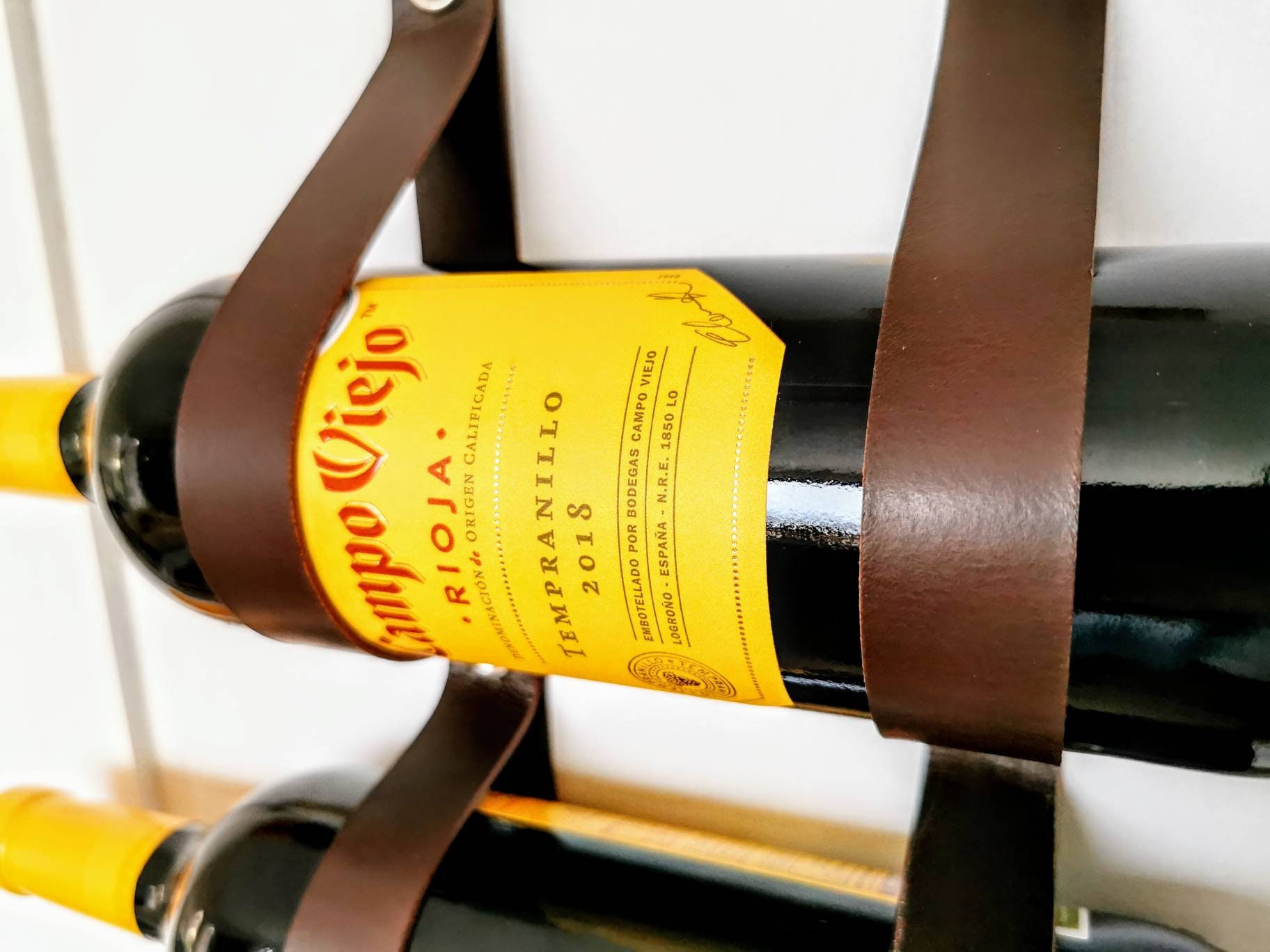 Leather Strap Wine Rack. One bottle set. | Etsy