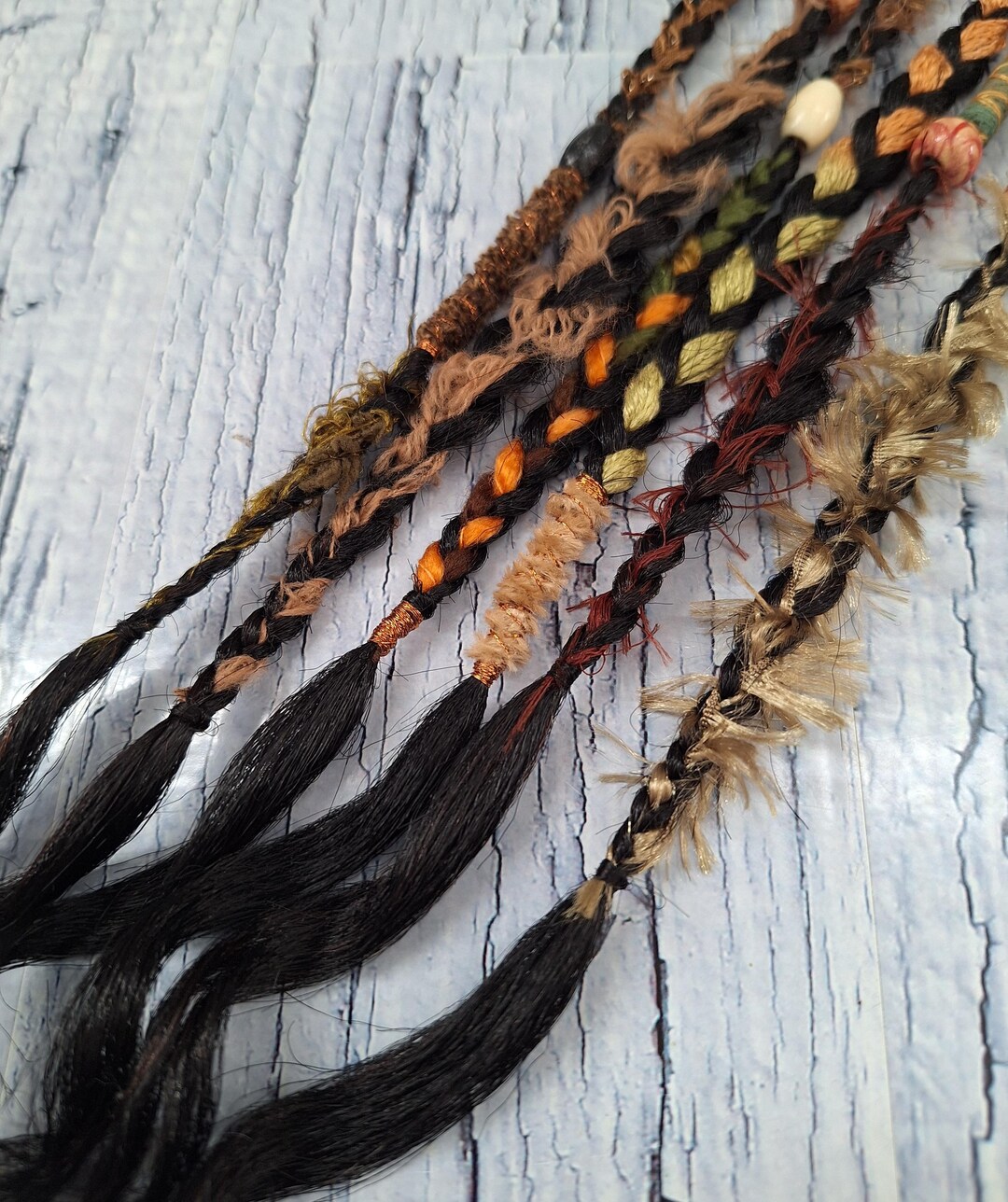Black Clip in Set, Earthy Forest Braids, Ready to Ship ,viking Hair ...