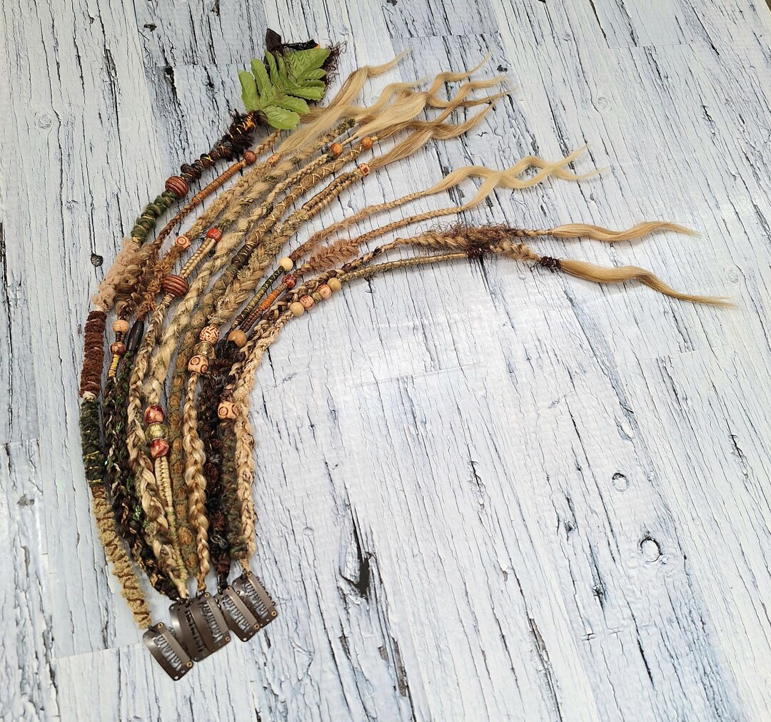 6 PC Clip in Forest Fae Braids, Ombre Dreads, Fishtail Braids ...