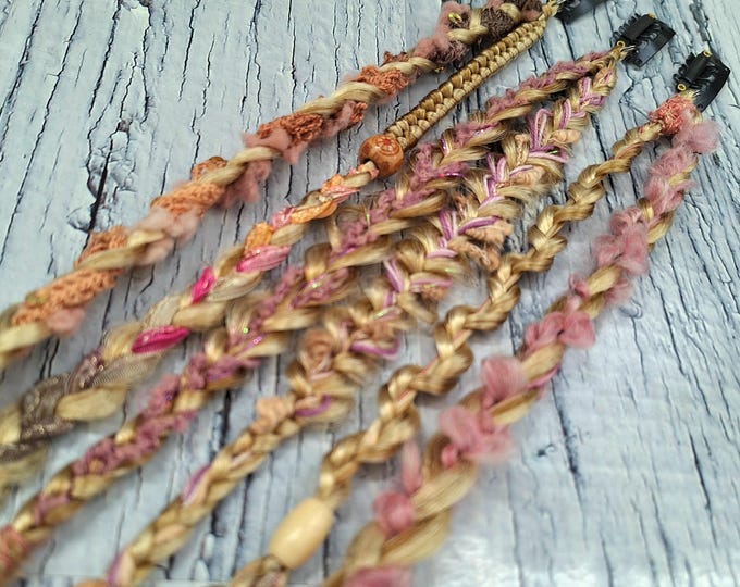 Blonde 3 Clip Set, 6 Ends, Pink Boho Braid Art Set, Dreadlocks ...