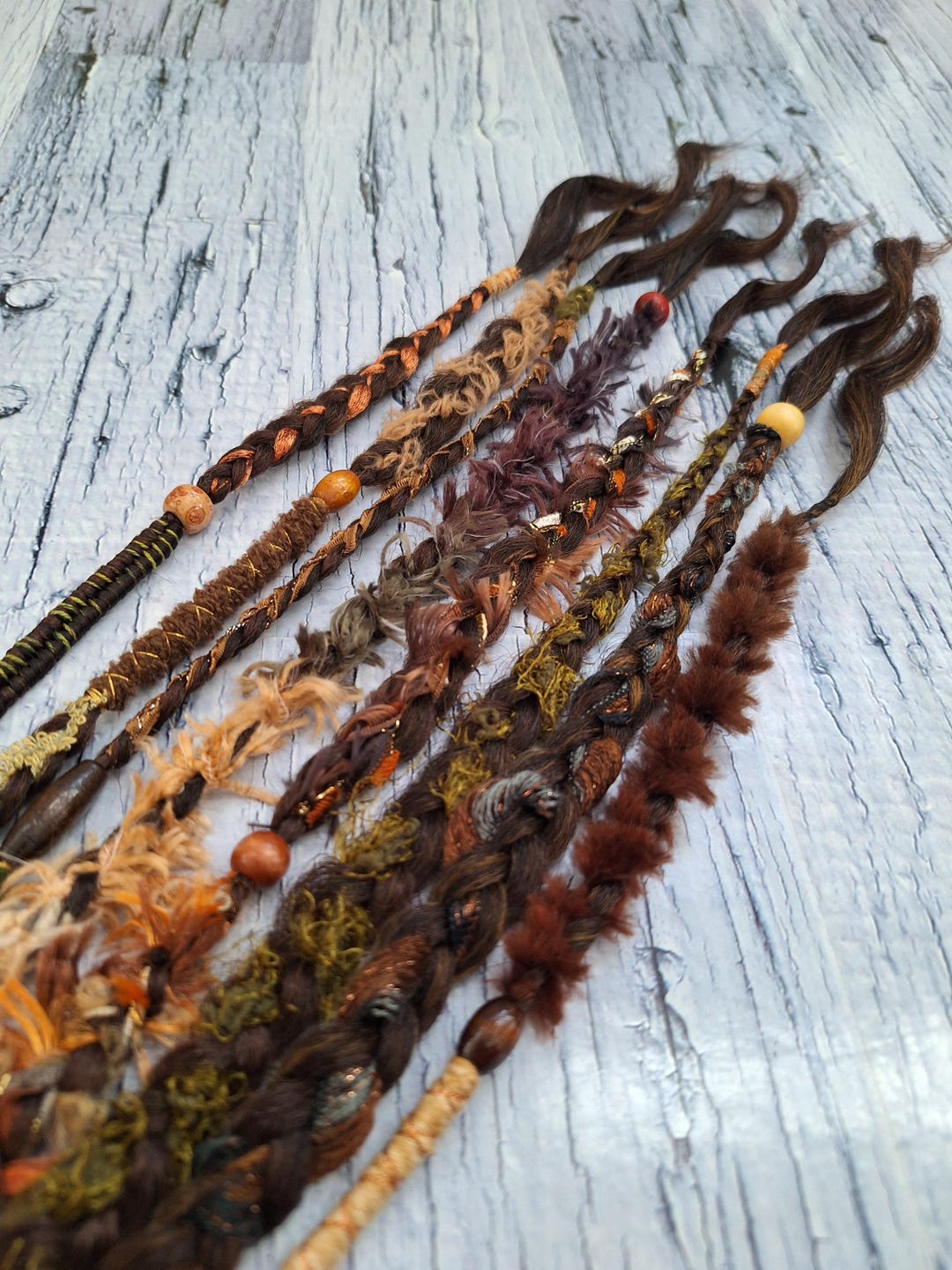 4 Clip Set, Forest Fae Braids, Dreadlocks, Hair Wraps, Synthetic Dreads ...