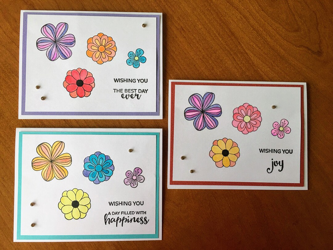 Handmade Note Cards, Set of 3, Flowers, Water Color - Etsy