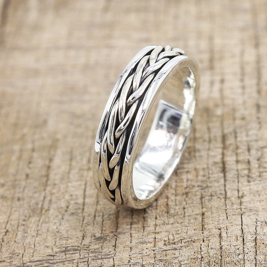 Fidget Ring, Anxiety Ring, 925 Sterling Silver Ring, Twisted Wire ...