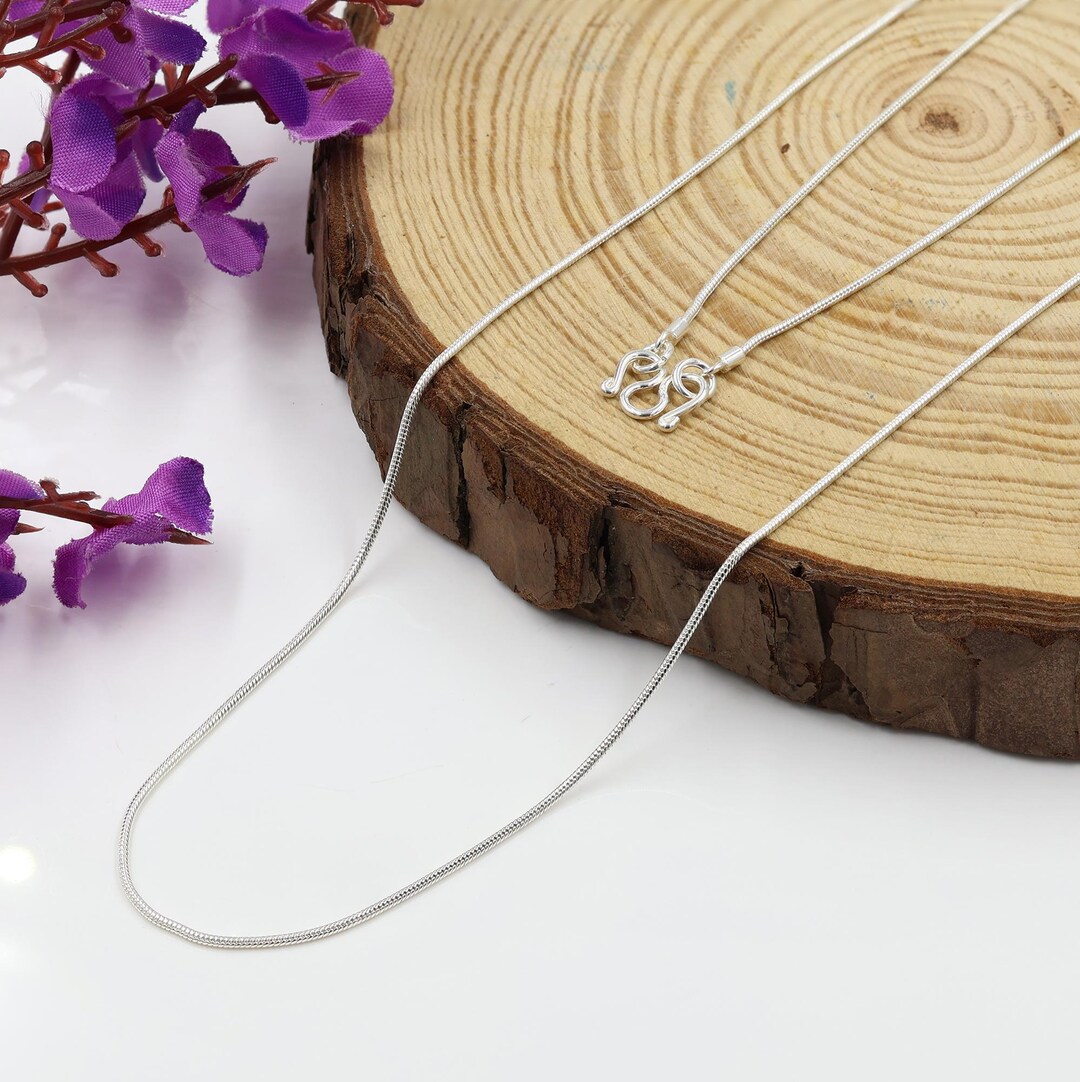 Snake Chain, 925 Sterling Silver, 1mm Silver Snake Chain, Unisex Chain ...