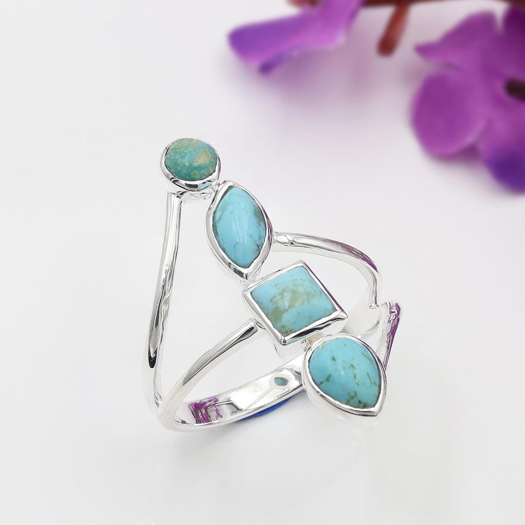 Arizona Turquoise Ring, 925 Sterling Silver Ring, Blue Gemstone Ring ...