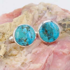 Blue Turquoise Cufflinks, Solid Sterling Silver Cufflinks, Handmade ...