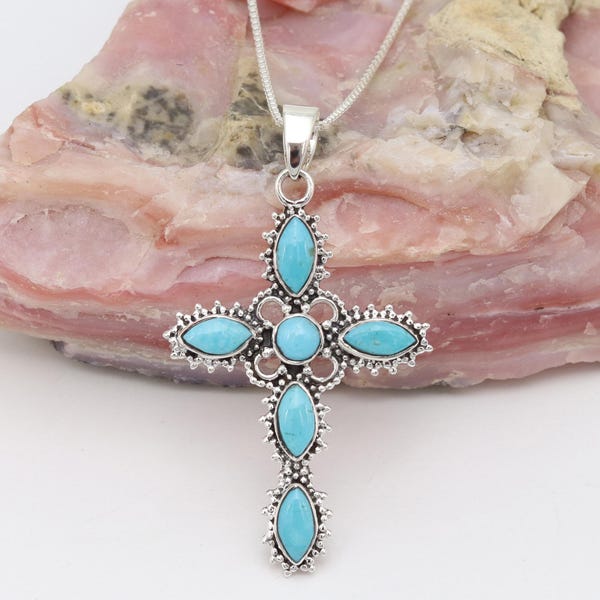 Turquoise Cross Necklace - Etsy