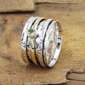 Spinner Ring, Peridot Ring, Sterling Silver Ring, Fidget Rings, Anxiety ...