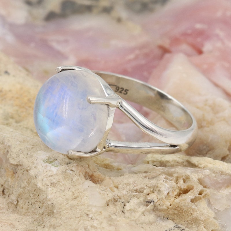 Blue Moonstone Ring - Etsy UK