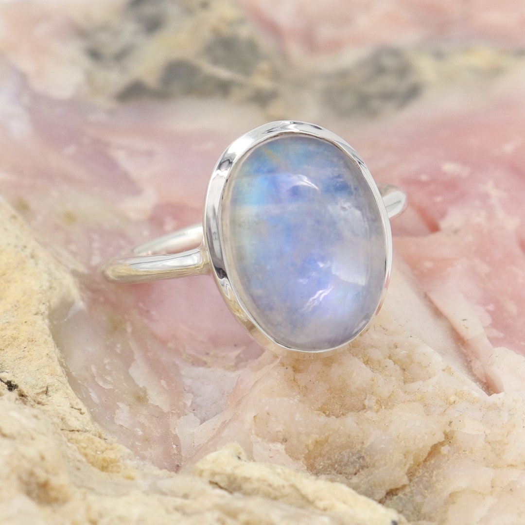 Moonstone Ring* 925 Sterling Silver* Solitaire Gemstone Ring* Handmade ...