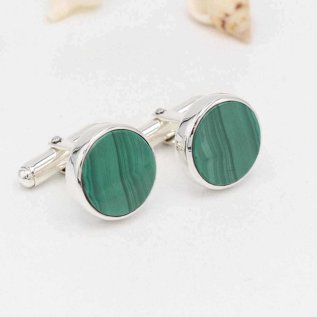 Malachite Cufflinks, Groomsmen Cufflinks, Malachite Cufflinks, Sterling ...