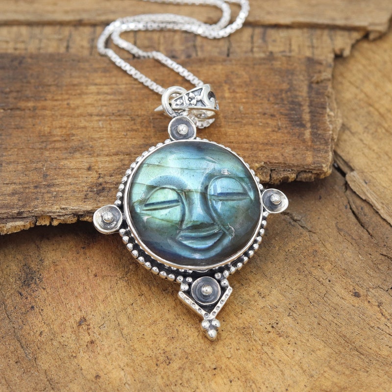 Moon Face Pendant - Etsy