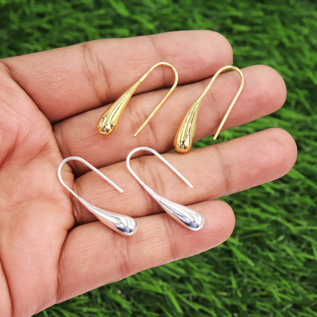 Water Drop Earrings, Solid Sterling Silver Earrings, Minimalist Gold ...