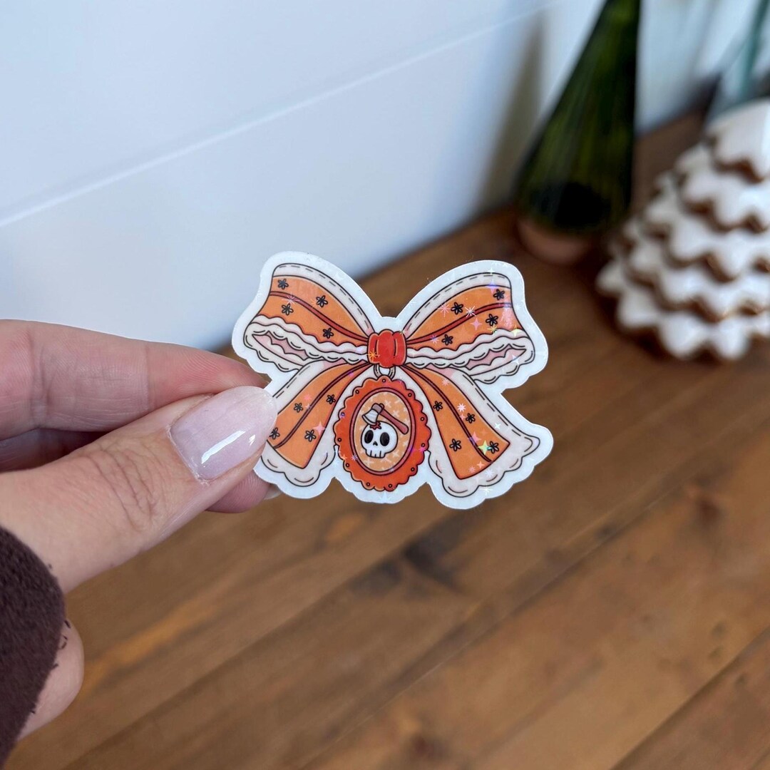 Bookish Bow Sticker, Horror Reader, Cute, Trendy Sticker, Gift Idea ...
