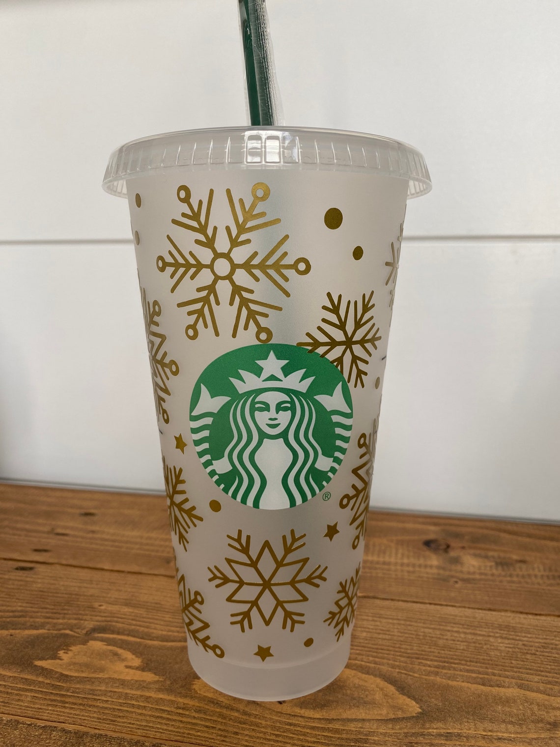 Gold Snowflake Starbucks Venti Cold Cup | Etsy