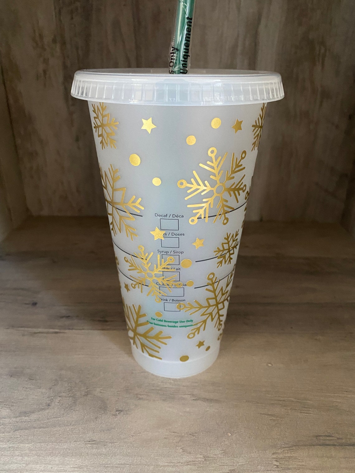 Gold Snowflake Starbucks Venti Cold Cup | Etsy