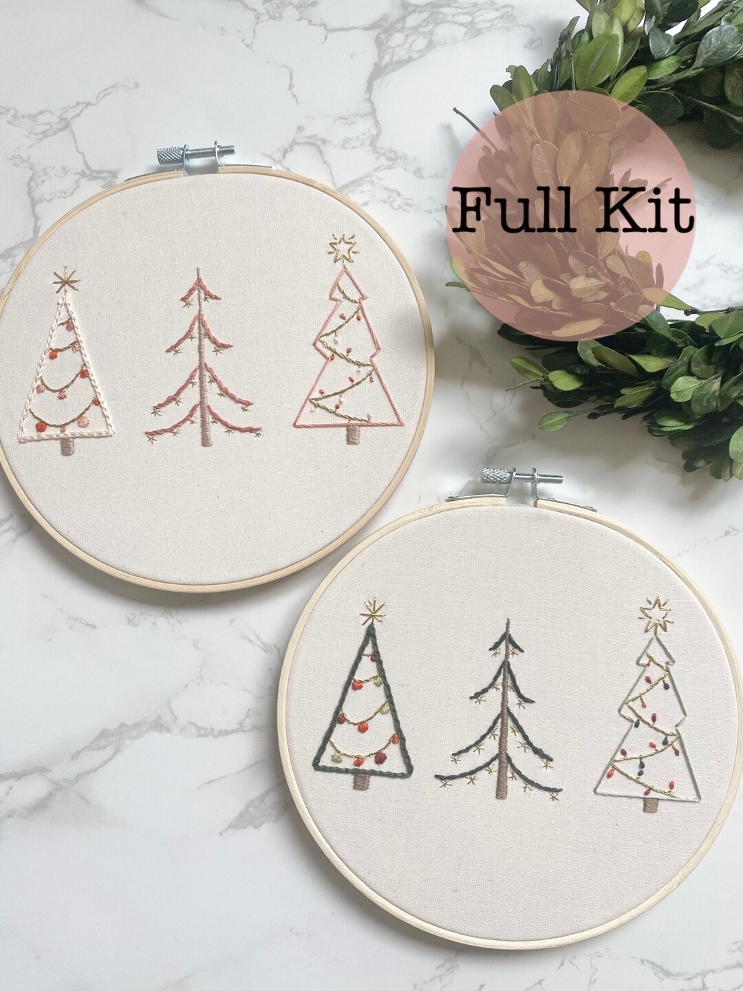 Merry Christmas Trees Embroidery Kit | DIY Embroidery Kit - Etsy