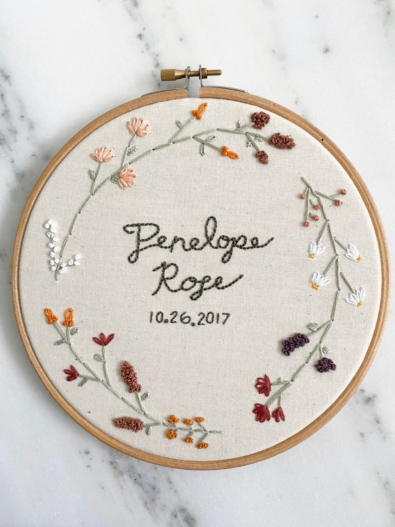 Custom Name Embroidery Hoop Custom Baby Name Embroidery - Etsy