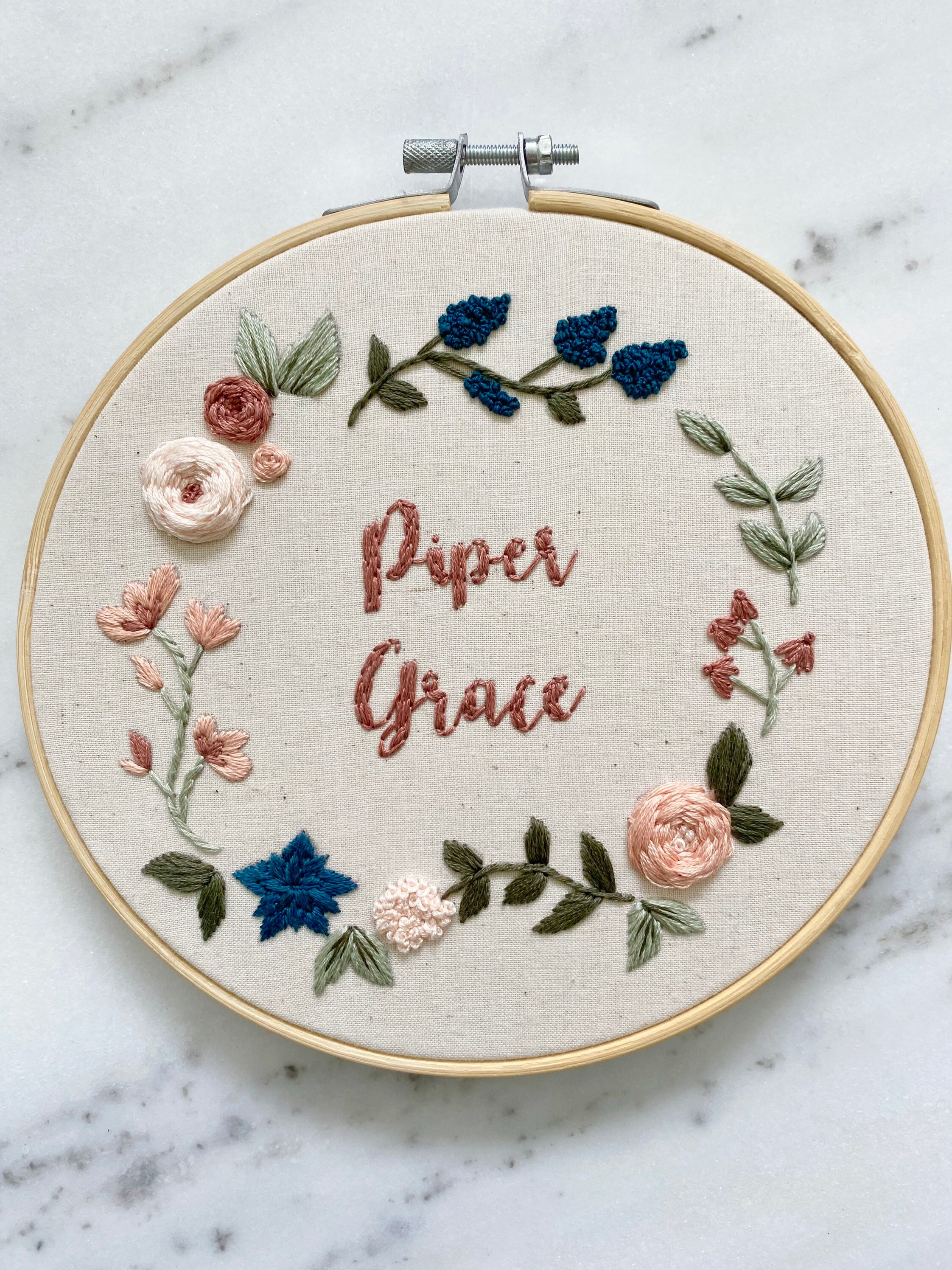 Floral Custom Name Embroidery Hoop Personalized Embroidery - Etsy