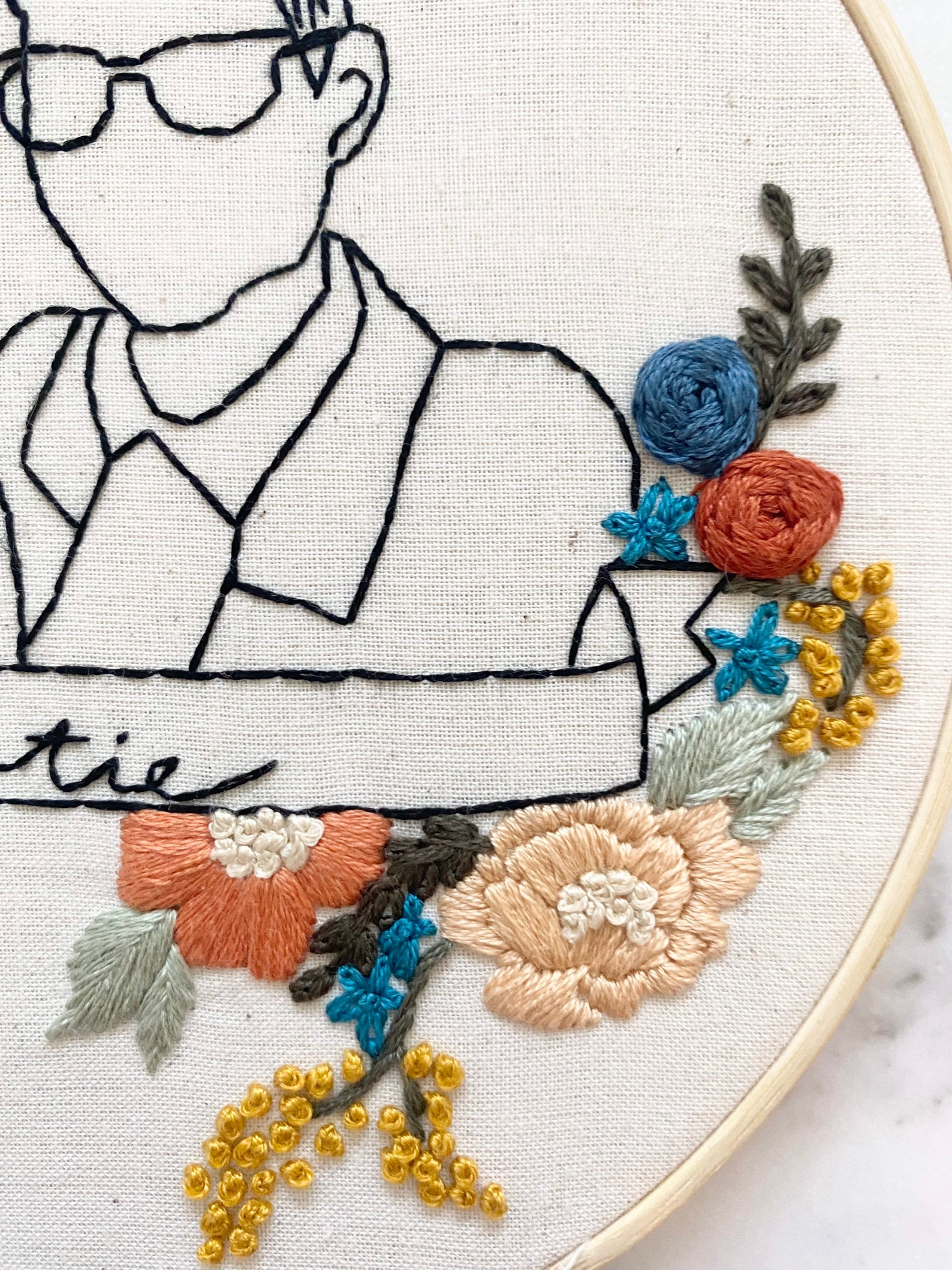 Custom Embroidered Line Portrait - Etsy