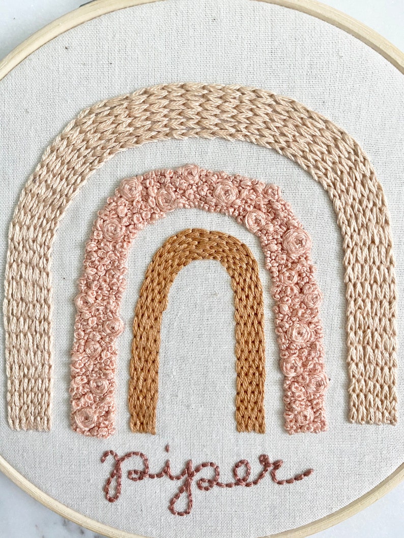 Rainbow Custom Name Embroidery Pattern | Etsy