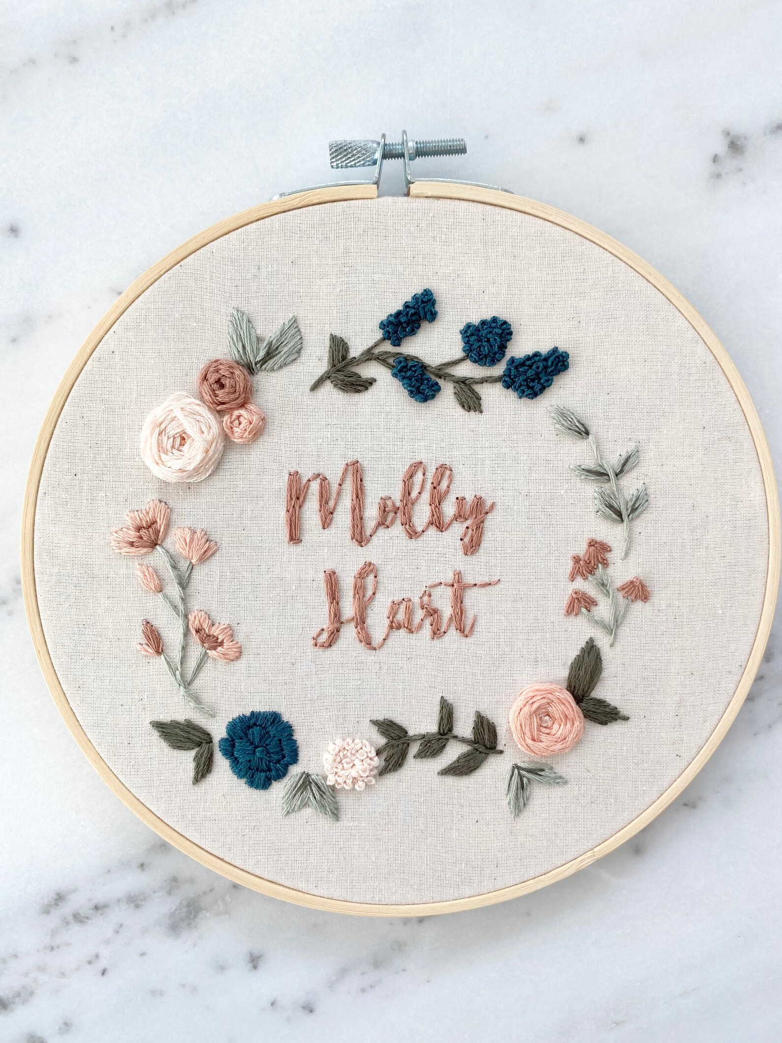 Floral Custom Name Embroidery Hoop Personalized Embroidery - Etsy