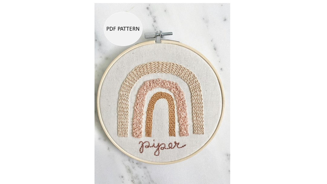 Rainbow Custom Name Embroidery Pattern - Etsy