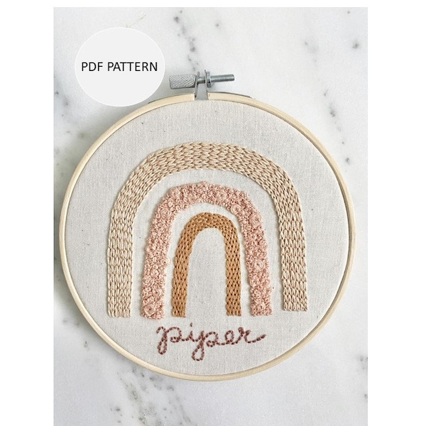 Rainbow With Name Embroidery - Etsy