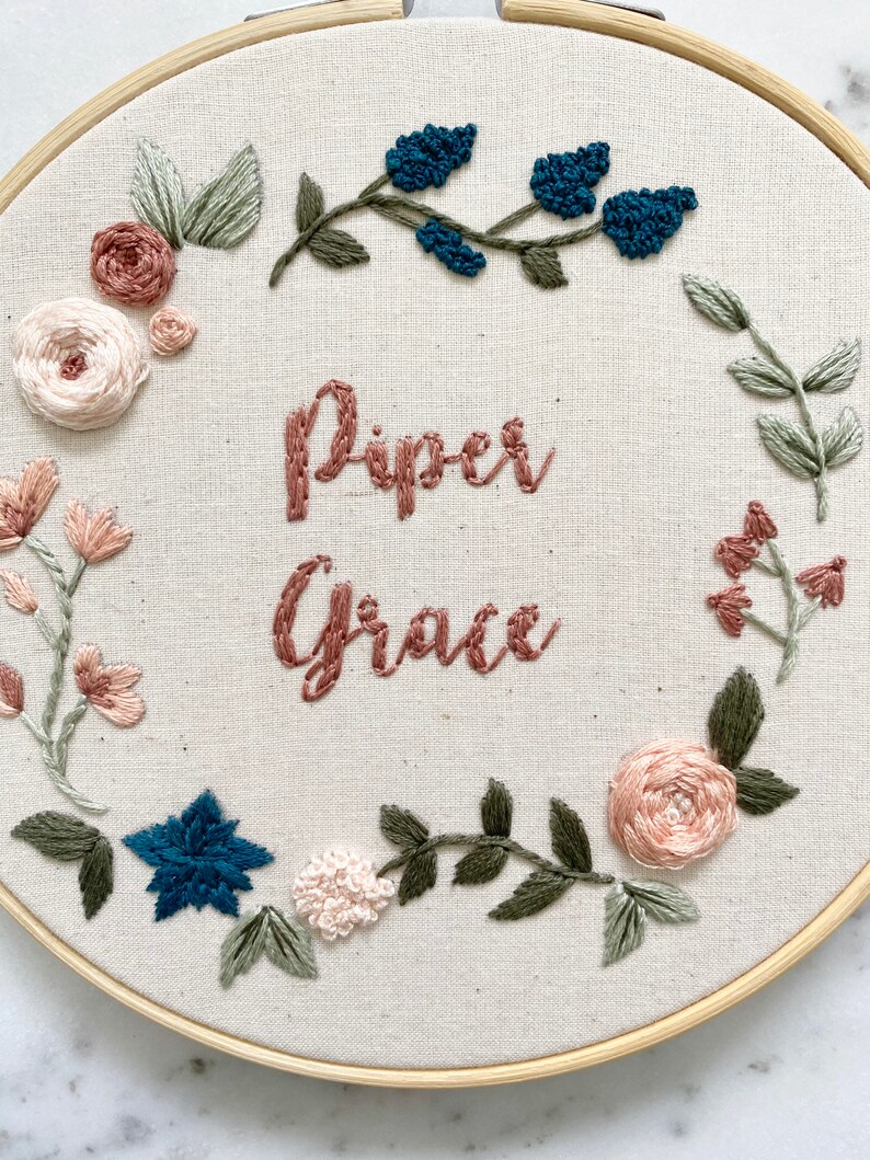 Floral Custom Name Embroidery Hoop Personalized Embroidery - Etsy