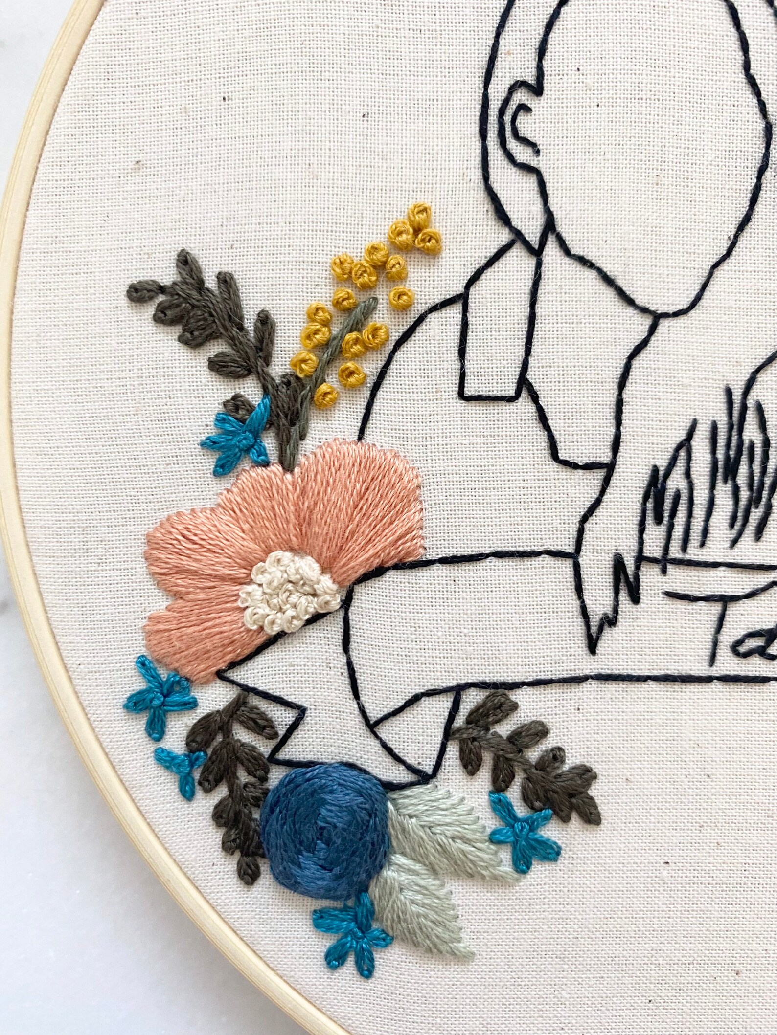 Custom Embroidered Line Portrait - Etsy