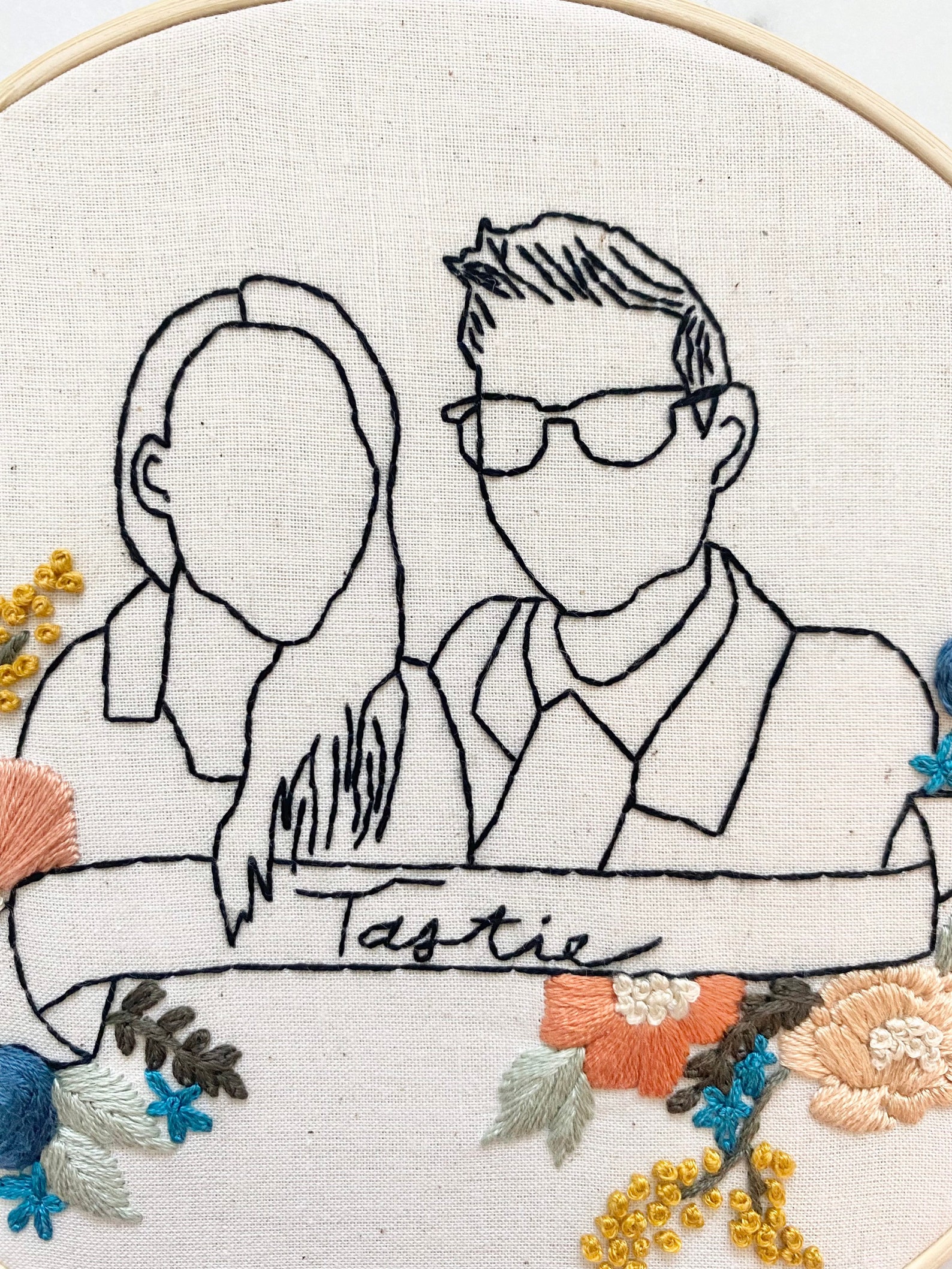 Custom Embroidered Line Portrait - Etsy