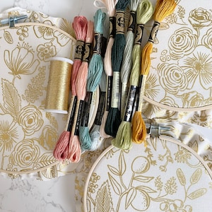 Golden Blooms Embroidery Kit Rifle Paper Co Colette Fabric - Etsy