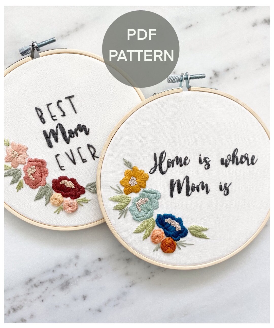Best Mom Ever Embroidery Hoop PDF Pattern - Etsy