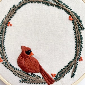 Cardinal Christmas Wreath Embroidery Pattern - Etsy