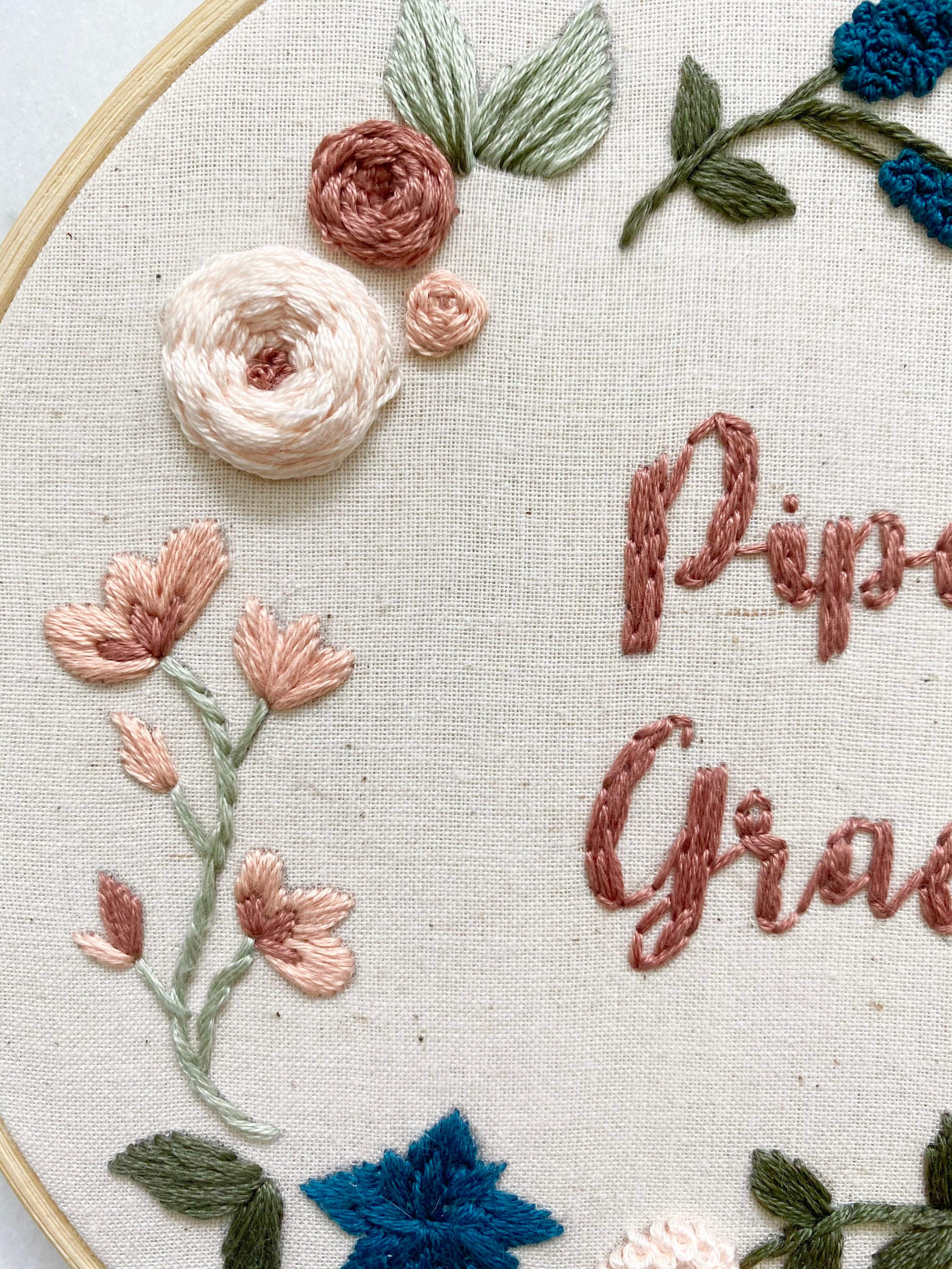 Floral Custom Name Embroidery Hoop Personalized Embroidery - Etsy