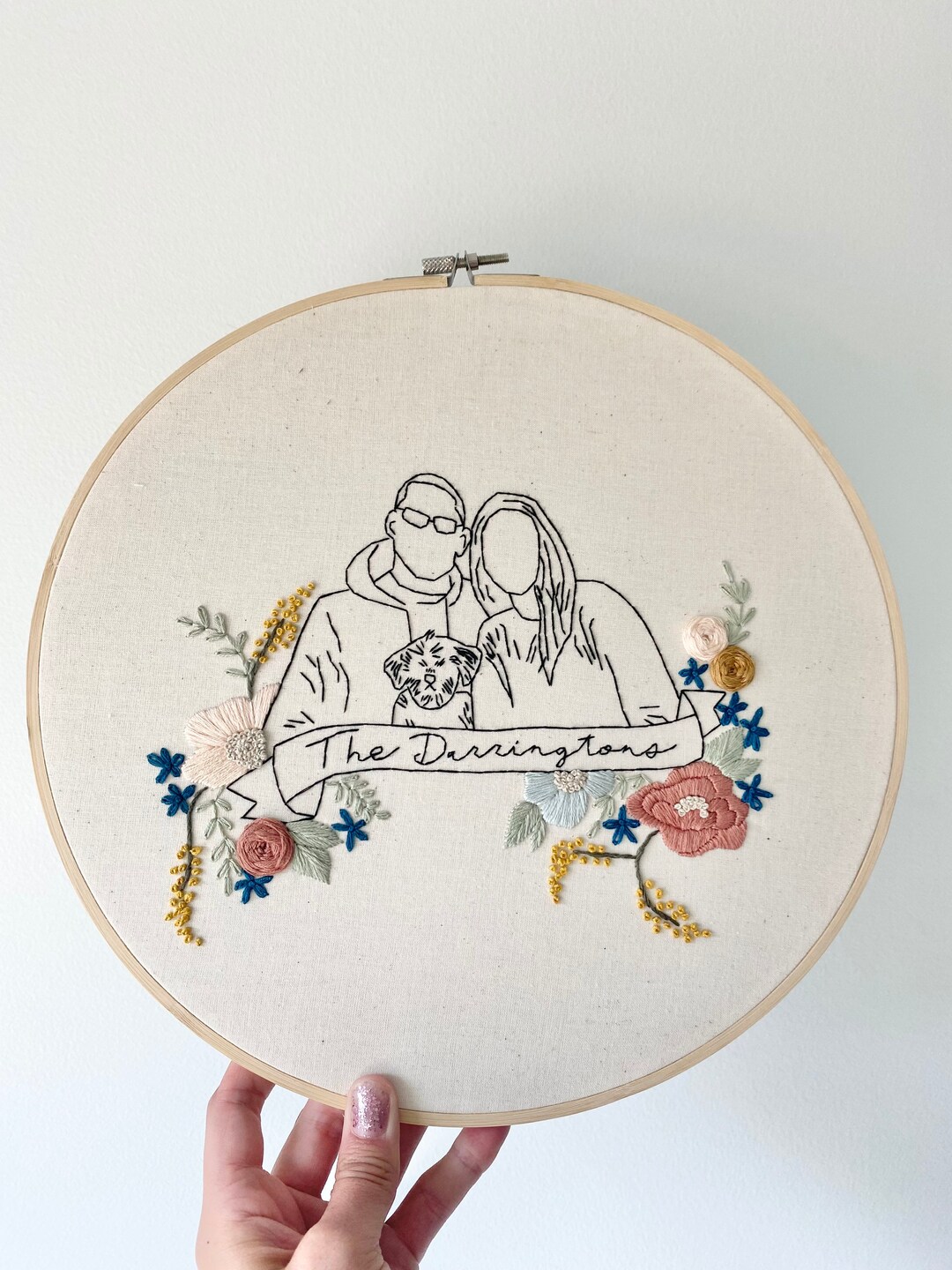 Custom Embroidered Line Portrait - Etsy