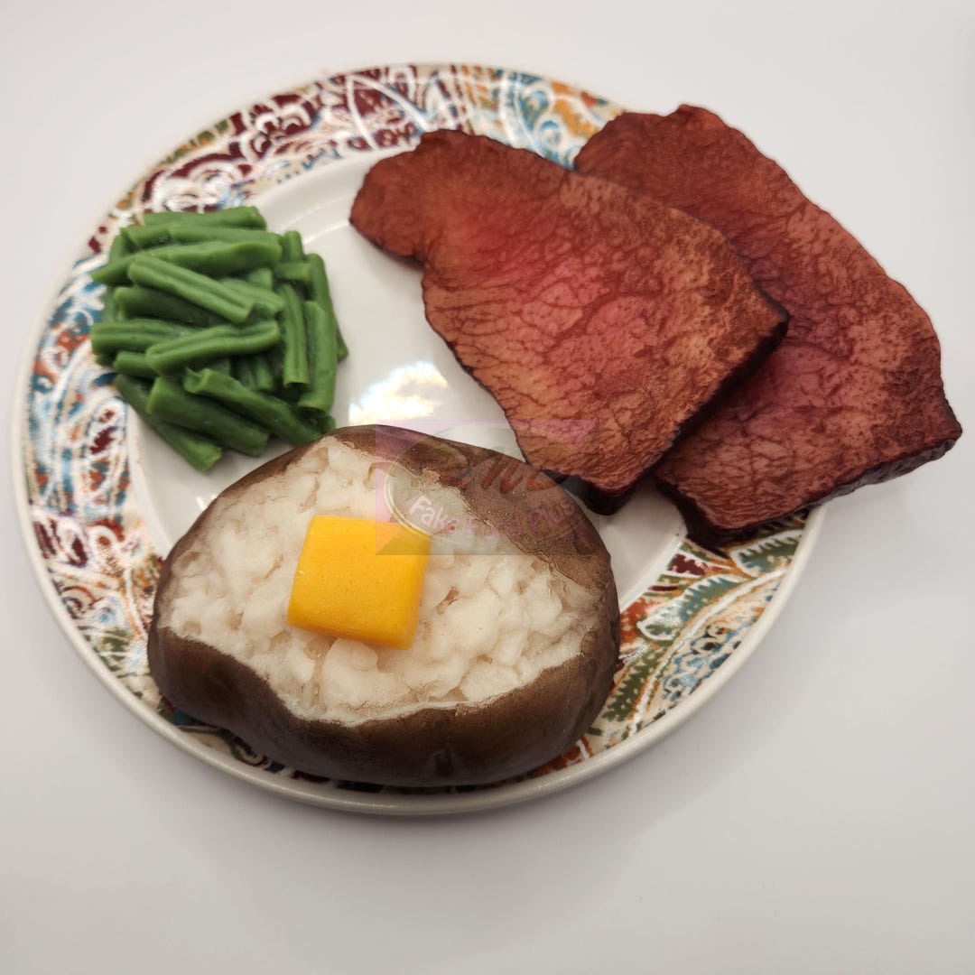 Wax Roast Beef Dinner W/baked Potato, 2 Slices of Roast Beef, Prop ...